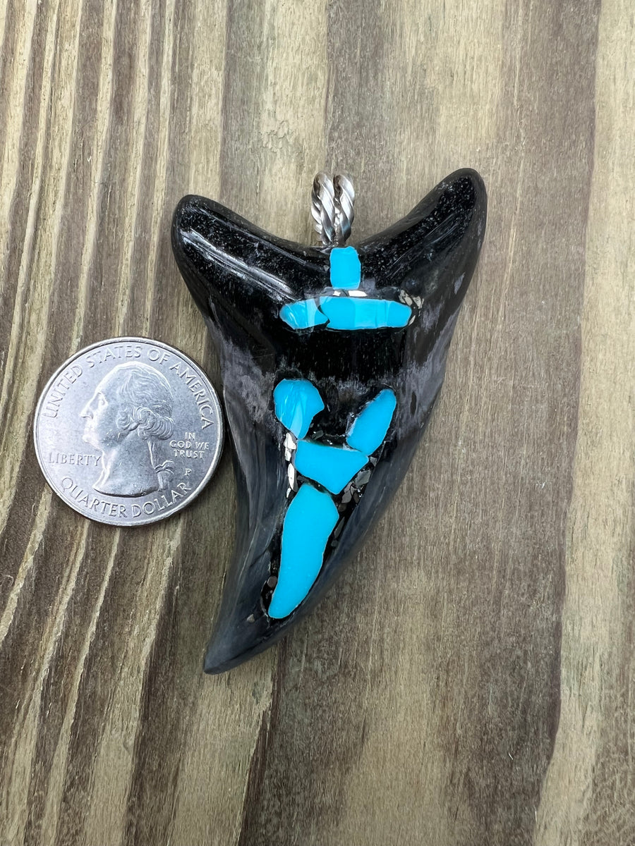 2 13/16 Inch Turquoise Gemstone and Pyrite Inlayed Parotodus Benedeni ...