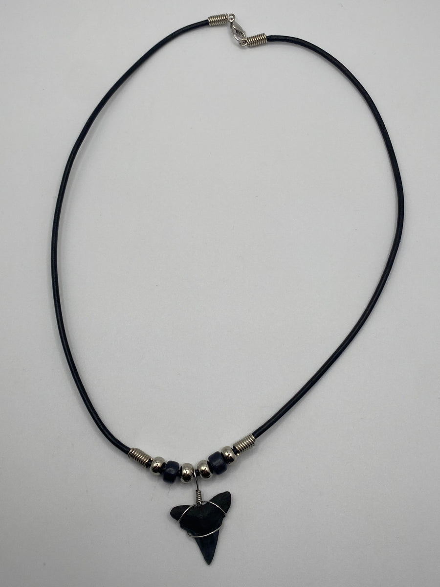 Shark Tooth Necklace With Black Beads – Real Shark Tooth Necklaces